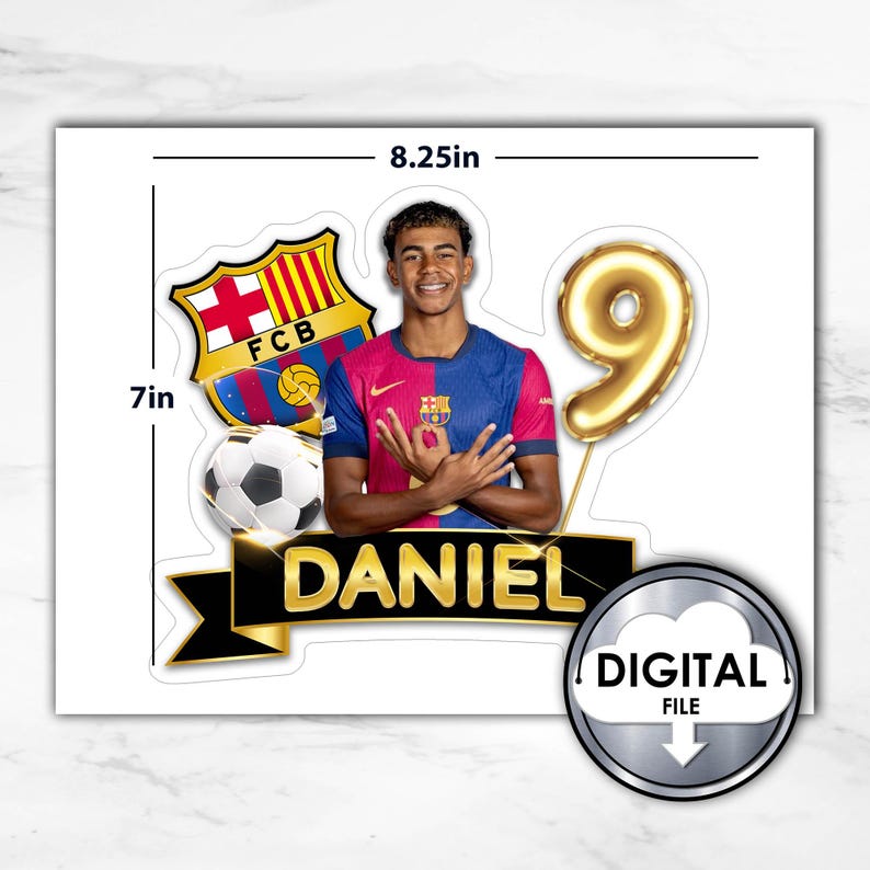 Personalized Soccer Football Lamine Yamal Birthday Cake Decoration ...