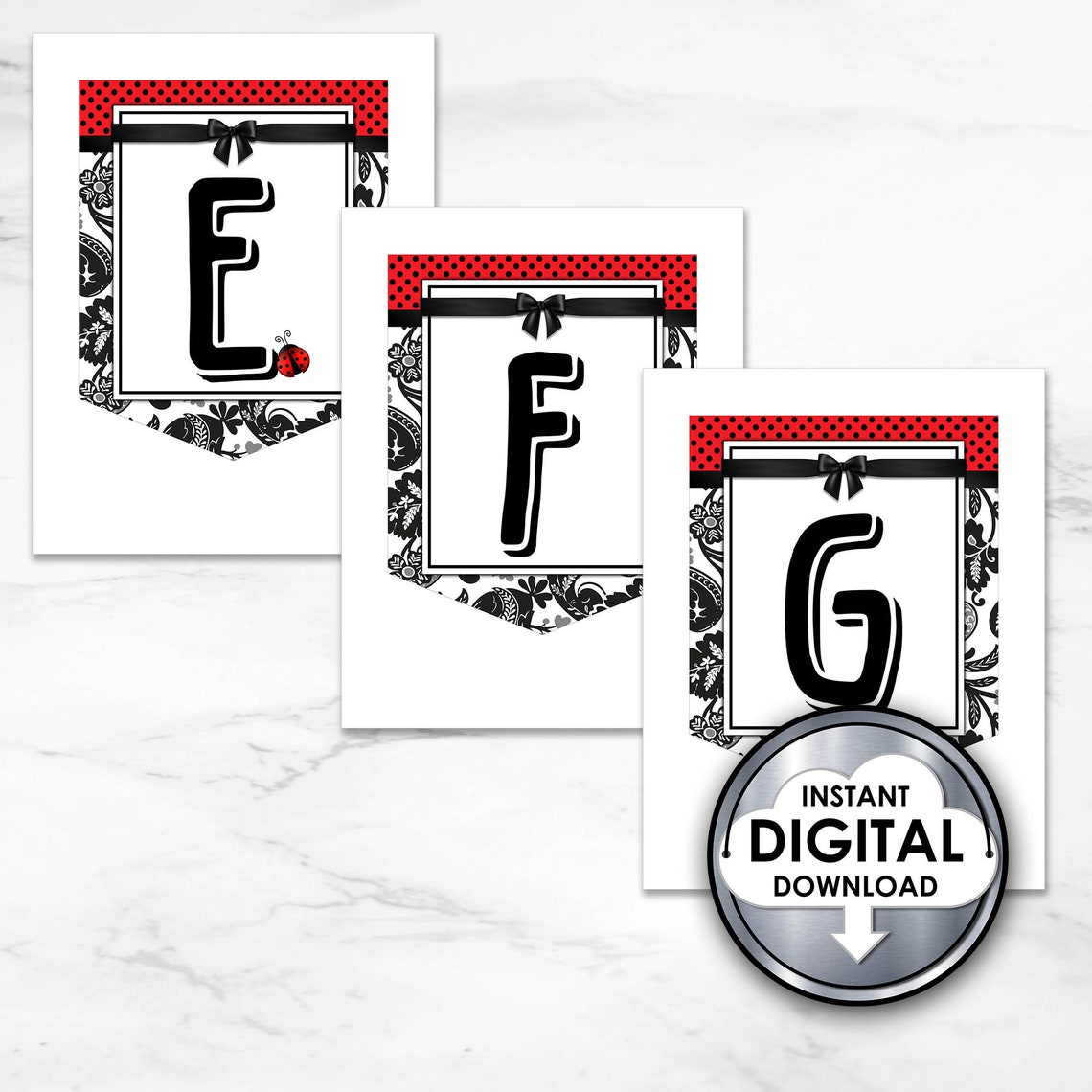 Editable A Cute Little Ladybug Baby Shower Printable Alphabet Banner ...