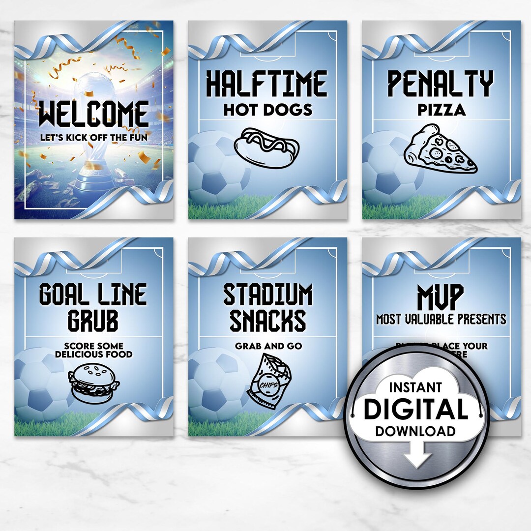 Editable Soccer Football Argentina Messi Birthday Printable Table Signs ...