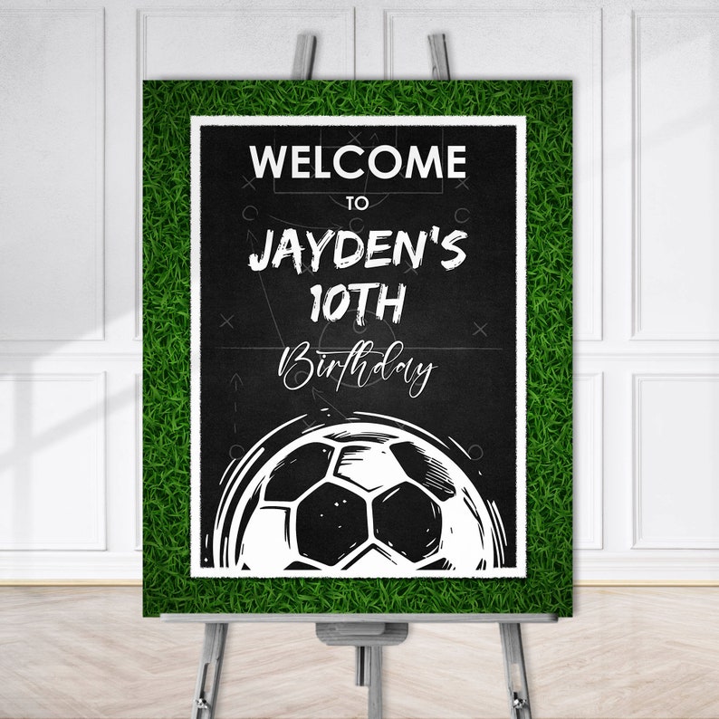 Editable Soccer Football Birthday Goals Welcome Sign DIY Digital ...