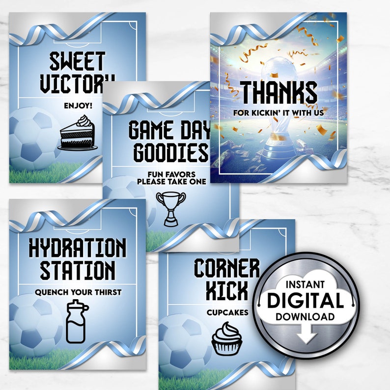 Editable Soccer Football Argentina Messi Birthday Printable Table Signs ...