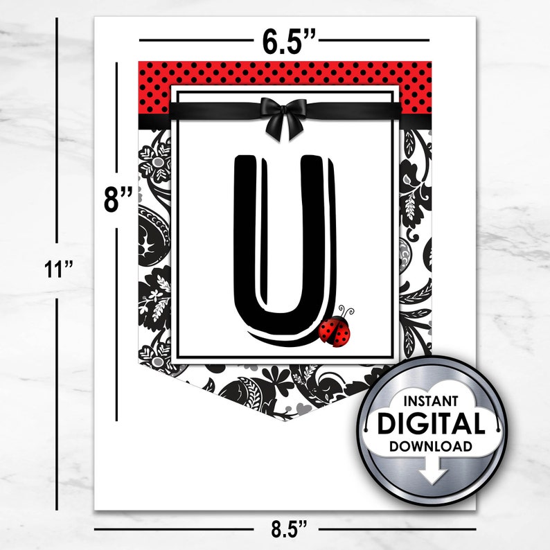 Editable A Cute Little Ladybug Baby Shower Printable Alphabet Banner ...