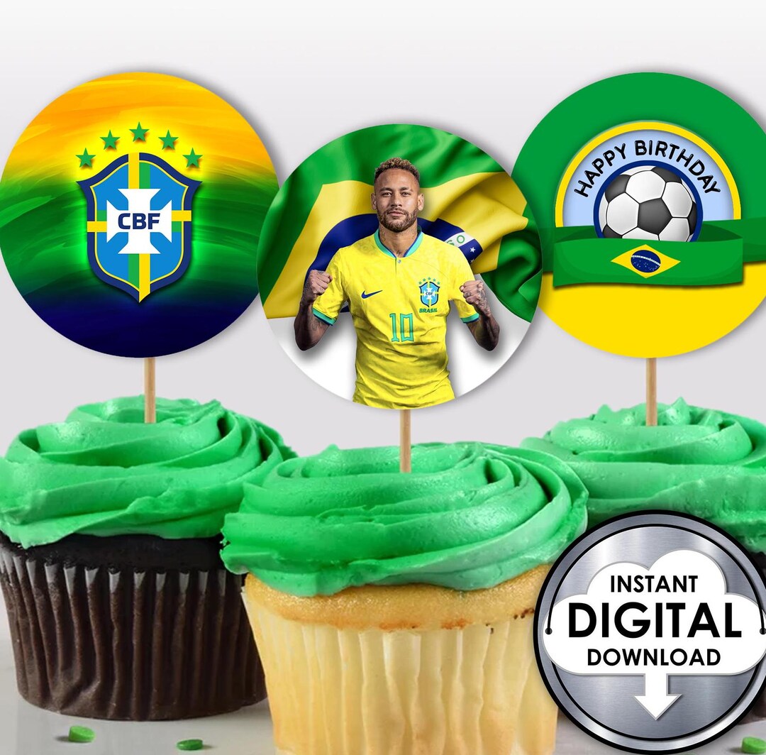Printable Cupcake Toppers Soccer Football Brazil Brasil Neymar Birthday ...