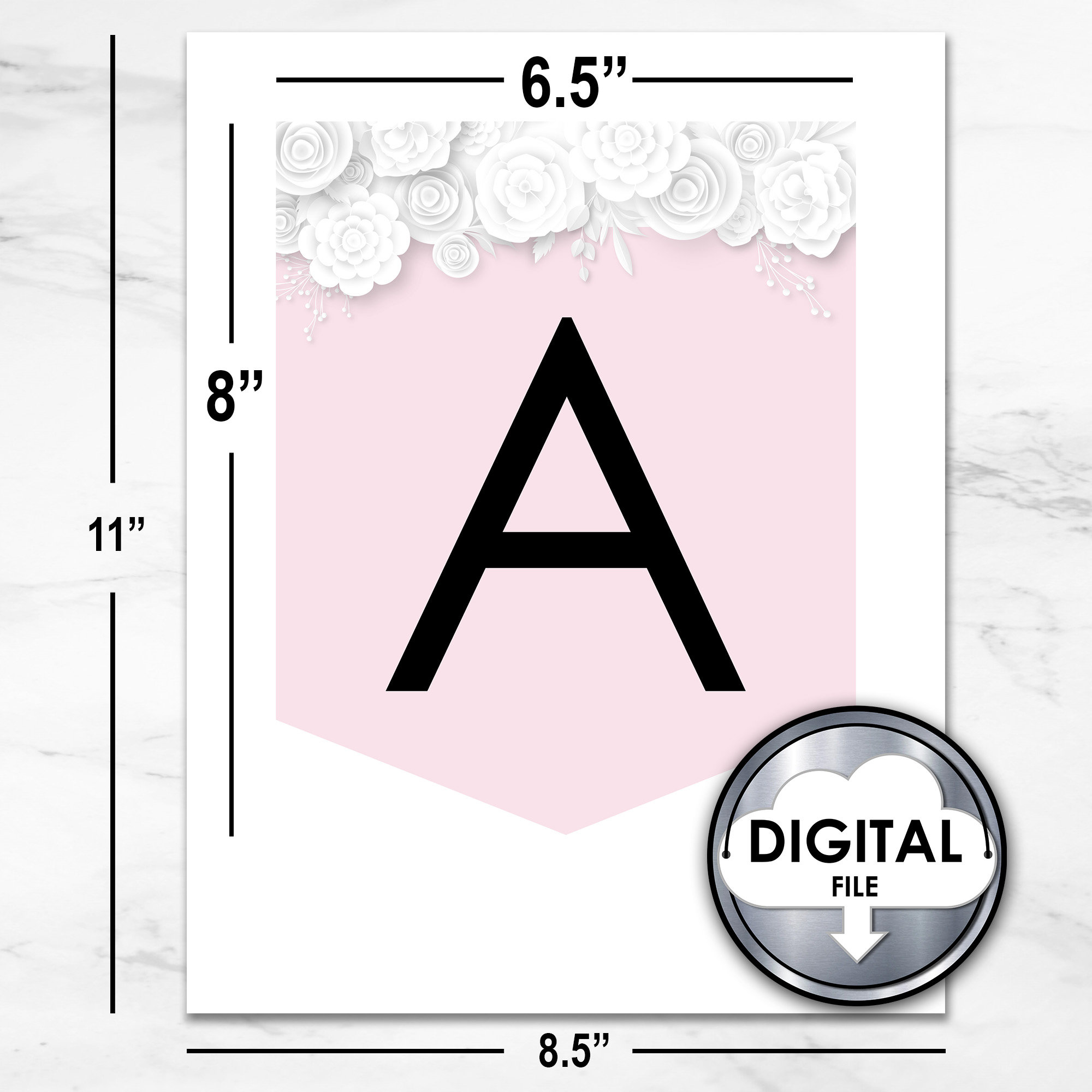Editable Baby Shower Banner Printable, Pink Floral Alphabet (digital ...