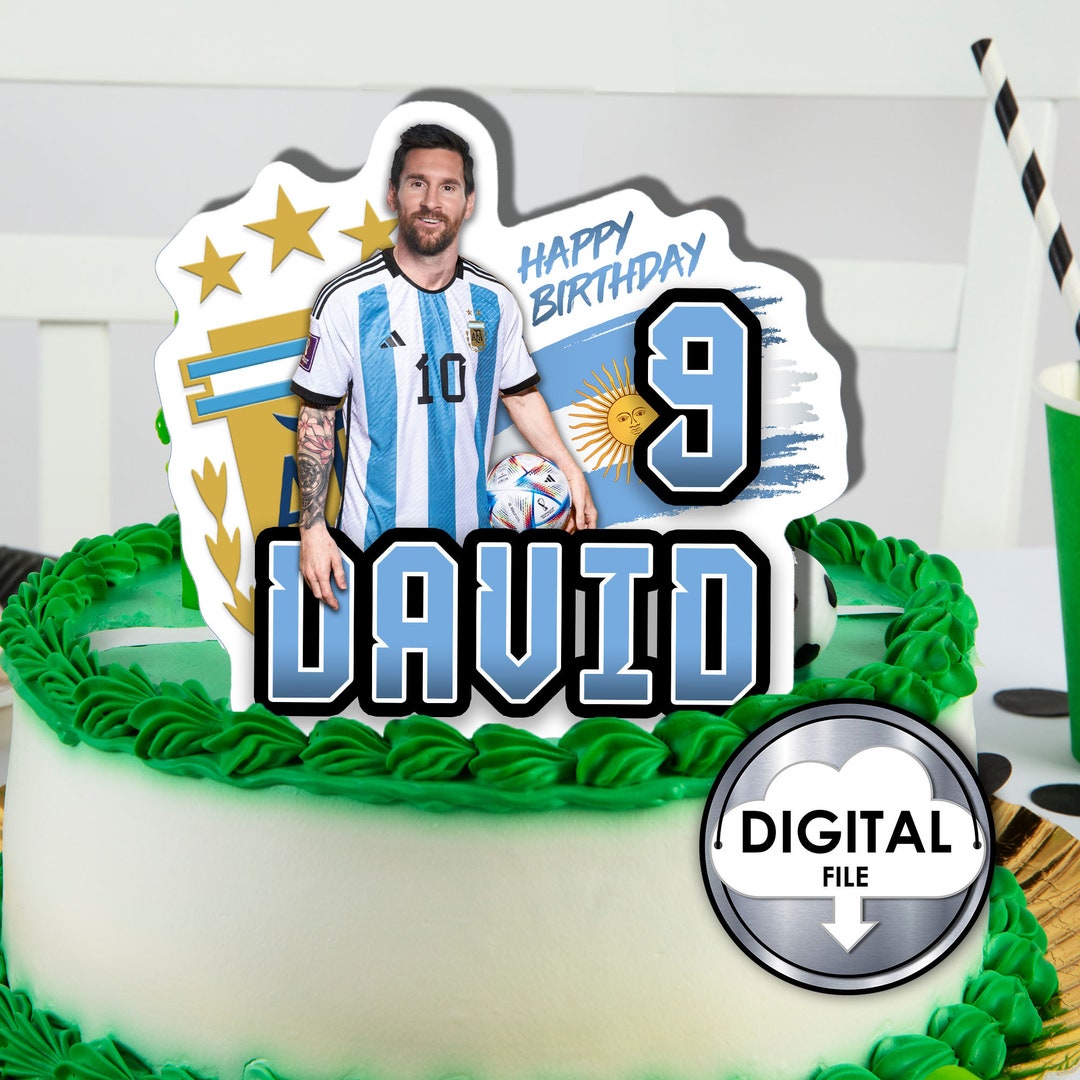 Personalized Soccer Football Argentina Messi Birthday Cake Decoration ...