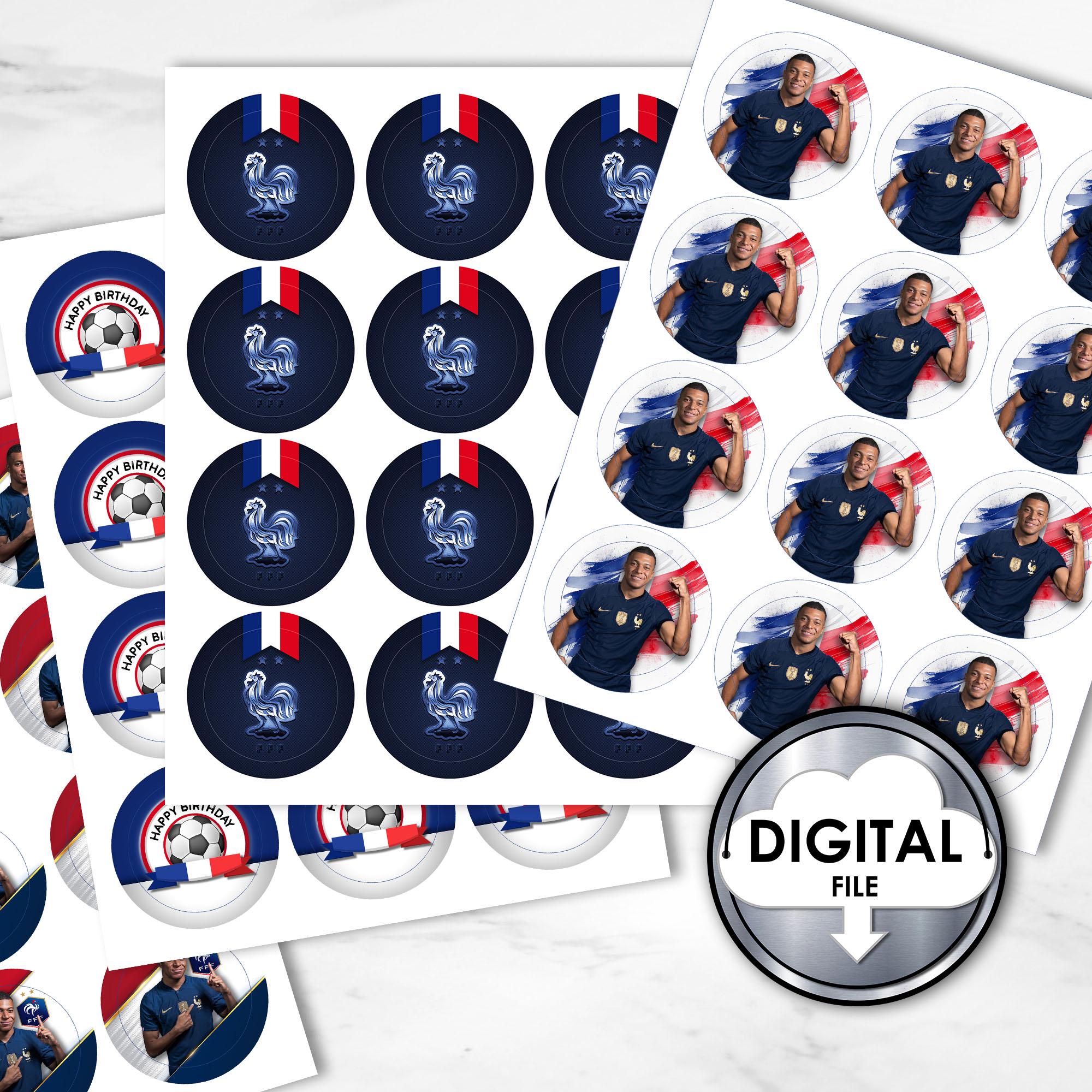 Printable Cupcake Toppers Soccer Football France Mbappe Birthday Party ...