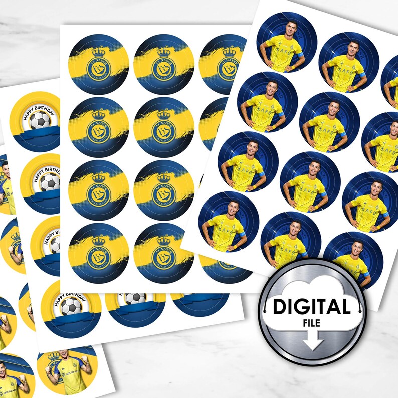 Printable Cupcake Toppers Soccer Football Ronaldo Birthday Party Favor ...