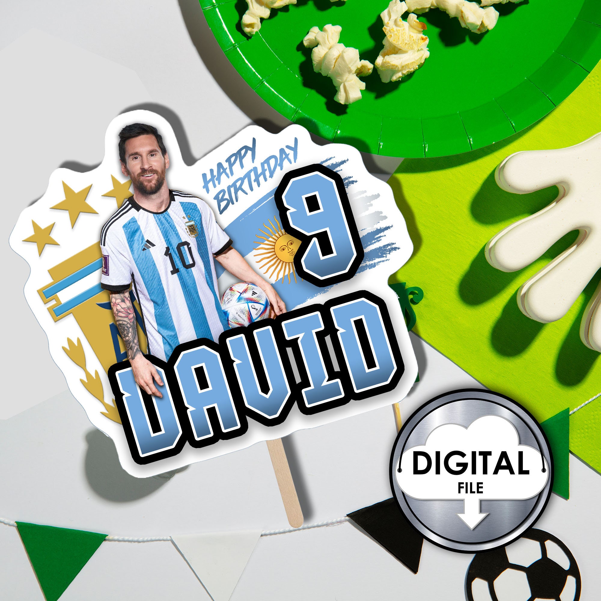 Personalized Soccer Football Argentina Messi Birthday Cake Decoration ...