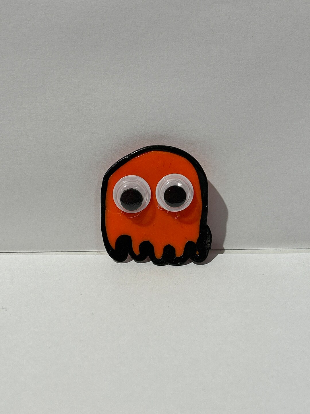 Pac-man Clyde Orange Ghost 2D 1 Magnetic” Clay Figurine Glazed With ...