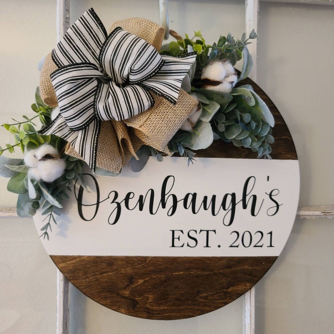 Welcome Door Sign, Personalized Door Hanger, Family Name Sign, Front ...