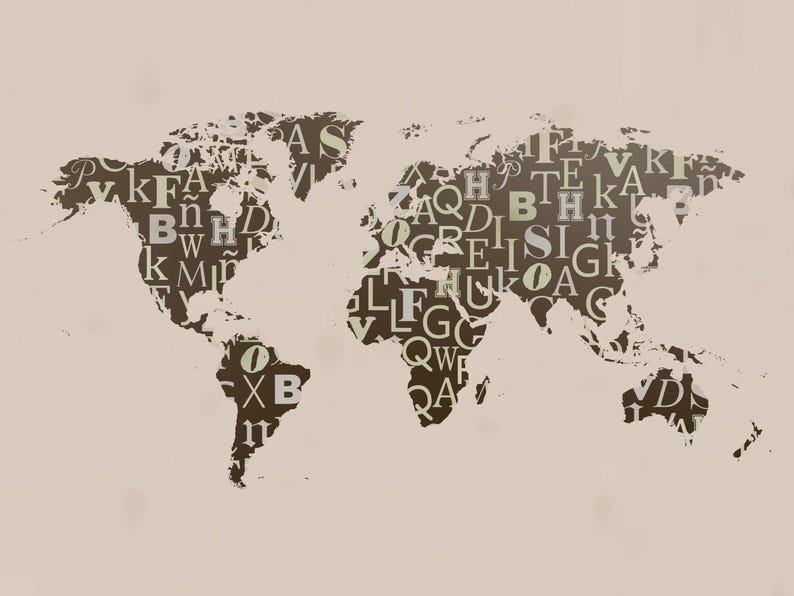 10 Images of Typography World Map. Iconic Silhouette With Artistic Type ...