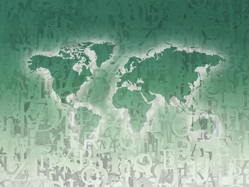 10 Images of Typography World Map. Iconic Silhouette With Artistic Type ...