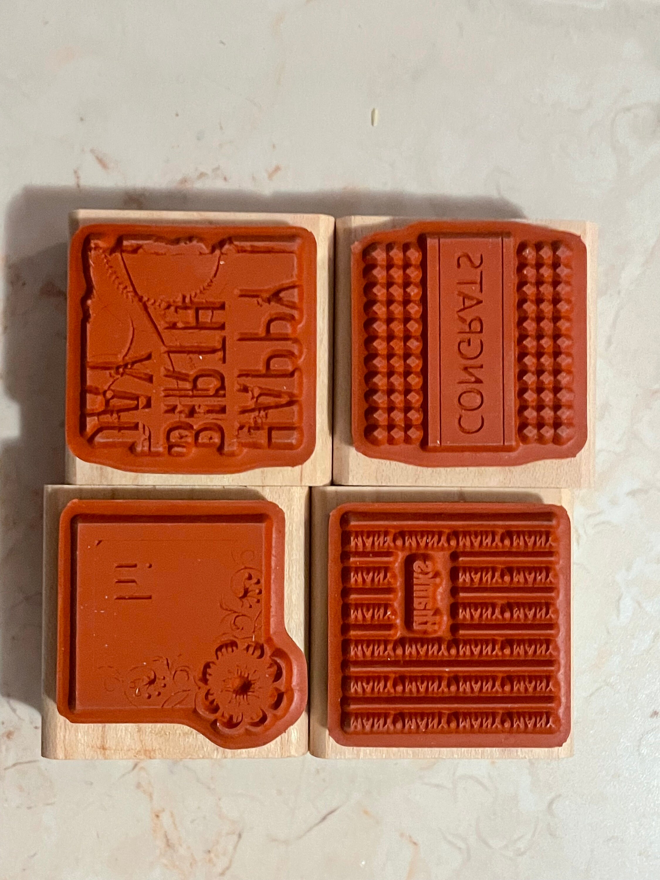 Four Squares Wood Mounted Rubber Stamps - Etsy UK
