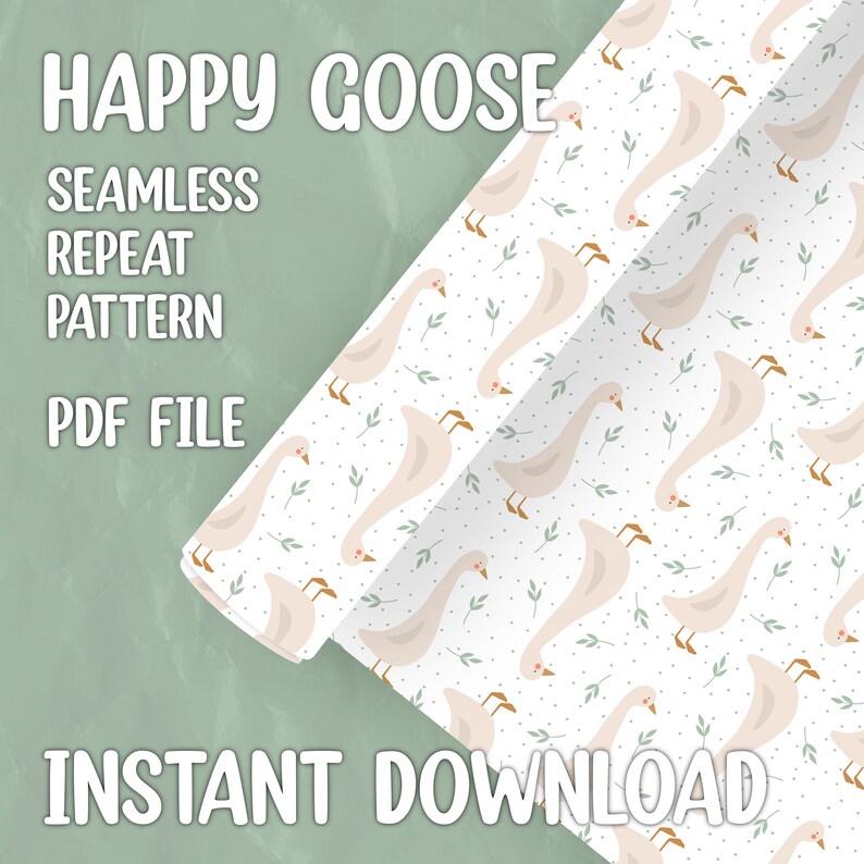 Happy Goose Seamless Digital Pattern | Digital Download | Goose Pattern ...