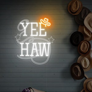 Yee-haw Cowboy Hat LED Neon Wall Decor,western-style Cowboy Light ...