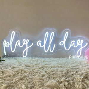 Play All Day Sign, Where the Wild Ones Play Light, Playroom Wall Decor ...
