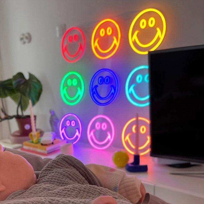 Smiley Face LED Neon Wall Light Art handmade Neon Smiley Face - Etsy