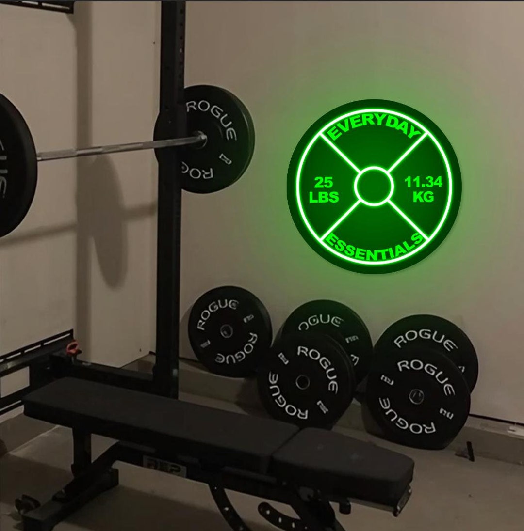 Custom Gym Weight Plate Neon Sign, Personalized Workout Sign, Home Gym ...