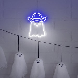 Cowboy Ghost Neon Sign: Western Halloween Wall Art - Etsy