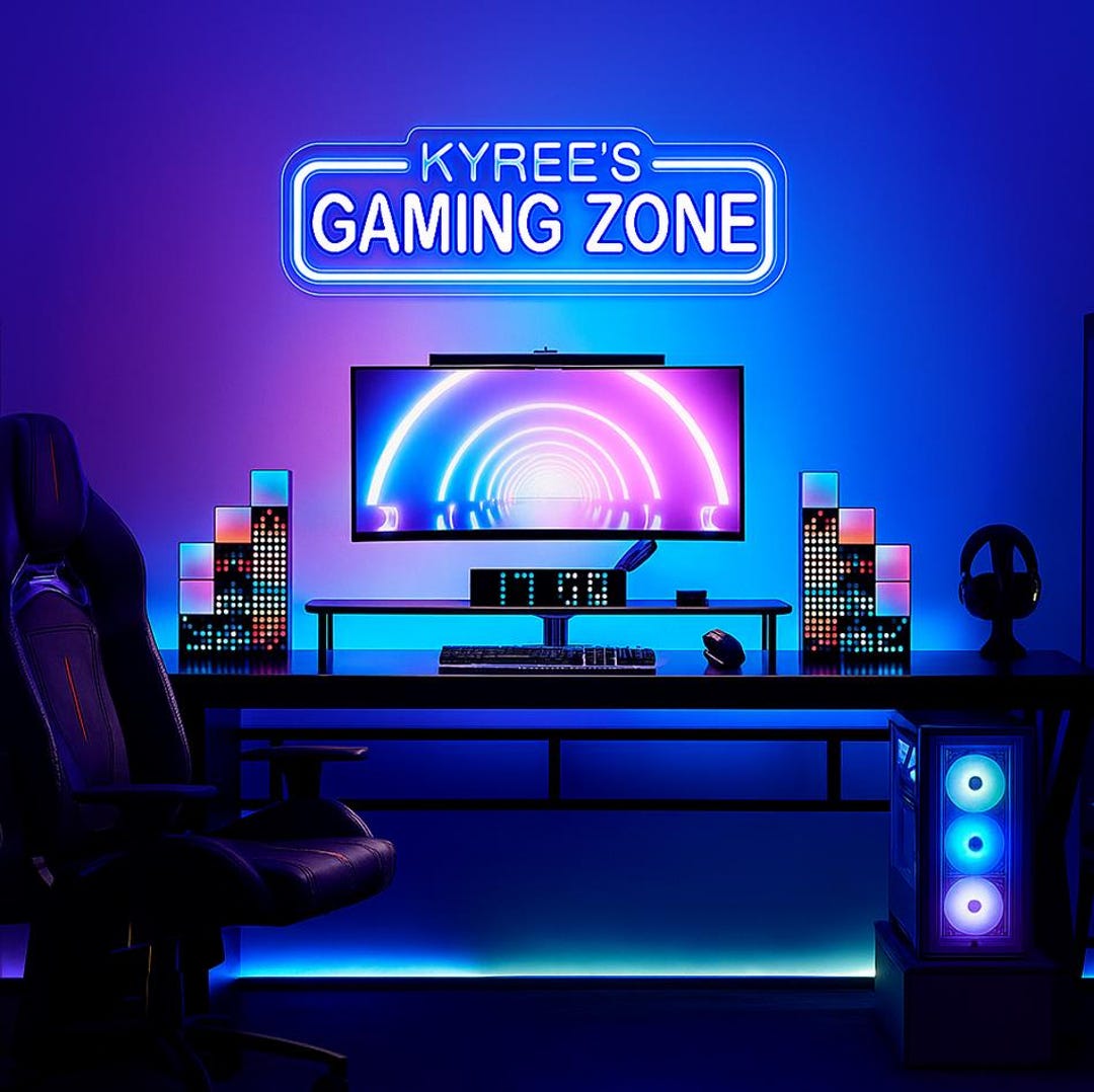 Custom Gaming Zone Neon Sign, Custom Gamer Name Neon Wall Decor, Game ...