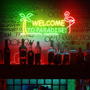Waterproof Welcome to Paradise Neon Sign: Beach Bar Decor - Etsy