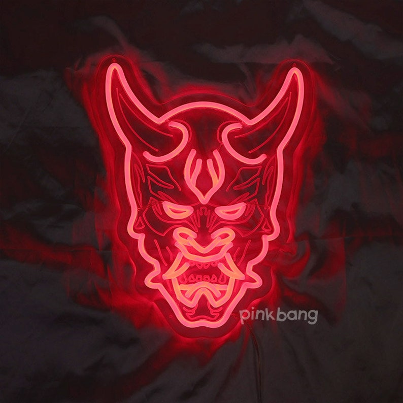 Hannya Japanese Mask Neon Sign,light up Oni Mask,samurai Assassin Demon ...