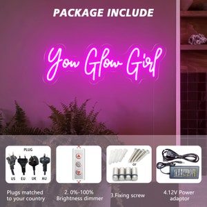 You Glow Girl Neon Sign,party Decor,wedding Neon Light,beauty Salon ...