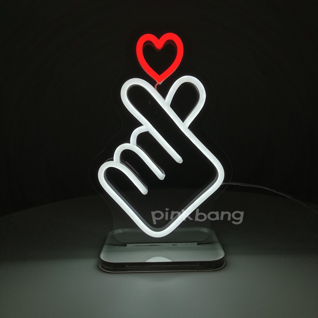 Finger Heart LED Neon Sign,bts Love Yourself Sign,k-pop Heart Hand Led ...
