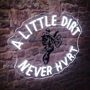 A Little Dirt Never Hurt Neon Sign, Baby Shower Decor, Dirt Bike Sign ...