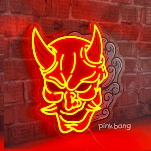 Hannya Japanese Mask Neon Sign,light up Oni Mask,samurai Assassin Demon ...