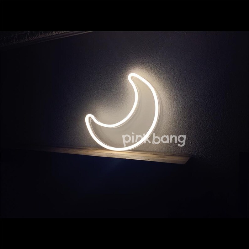 Handmdade Crescent Led Neon Bedroom Night Light Signmoon Neon - Etsy