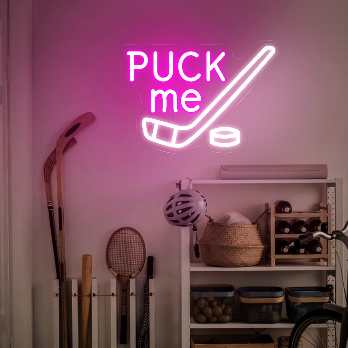 Puck Me Hockey Neon Sign: Funny Game Room Decor - Etsy
