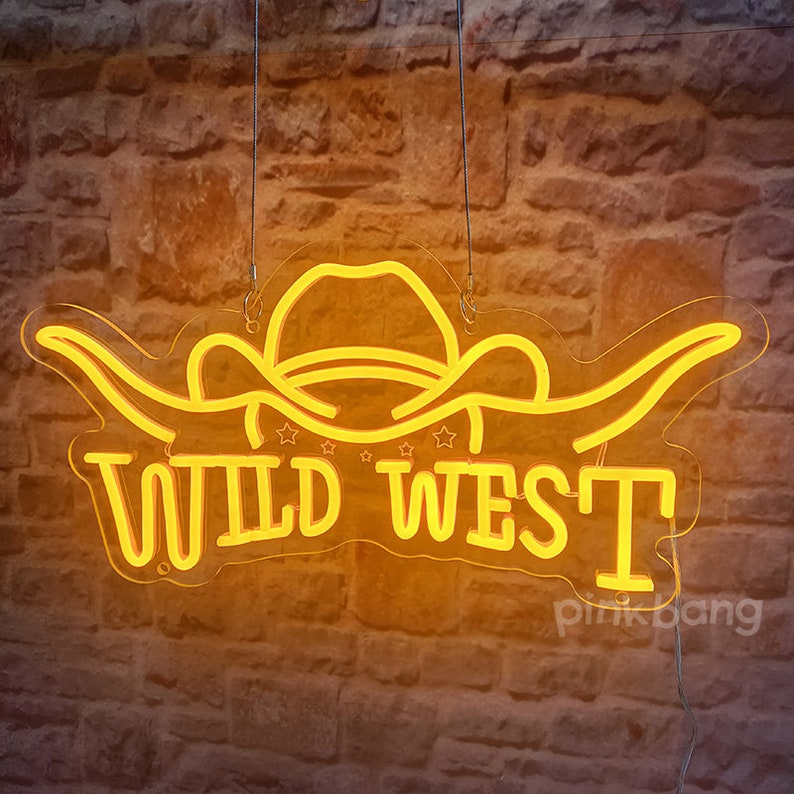 Wild West Neon Sign: Custom Cowboy Hat, Retro Western Decor - Etsy