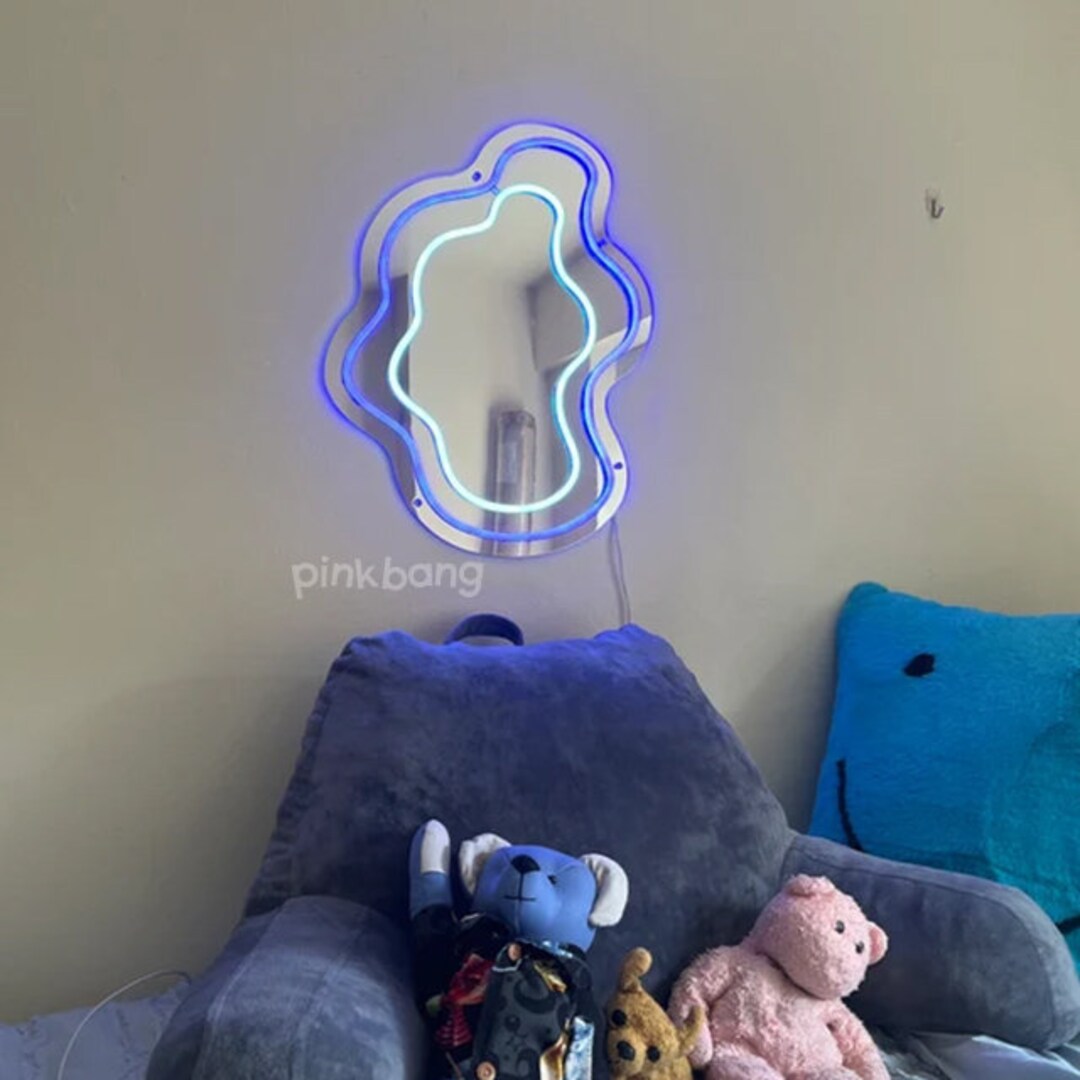 Wiggly Reflector Neon Sign,wavy Acrylic Mirror Neon Light,modern Mirror ...