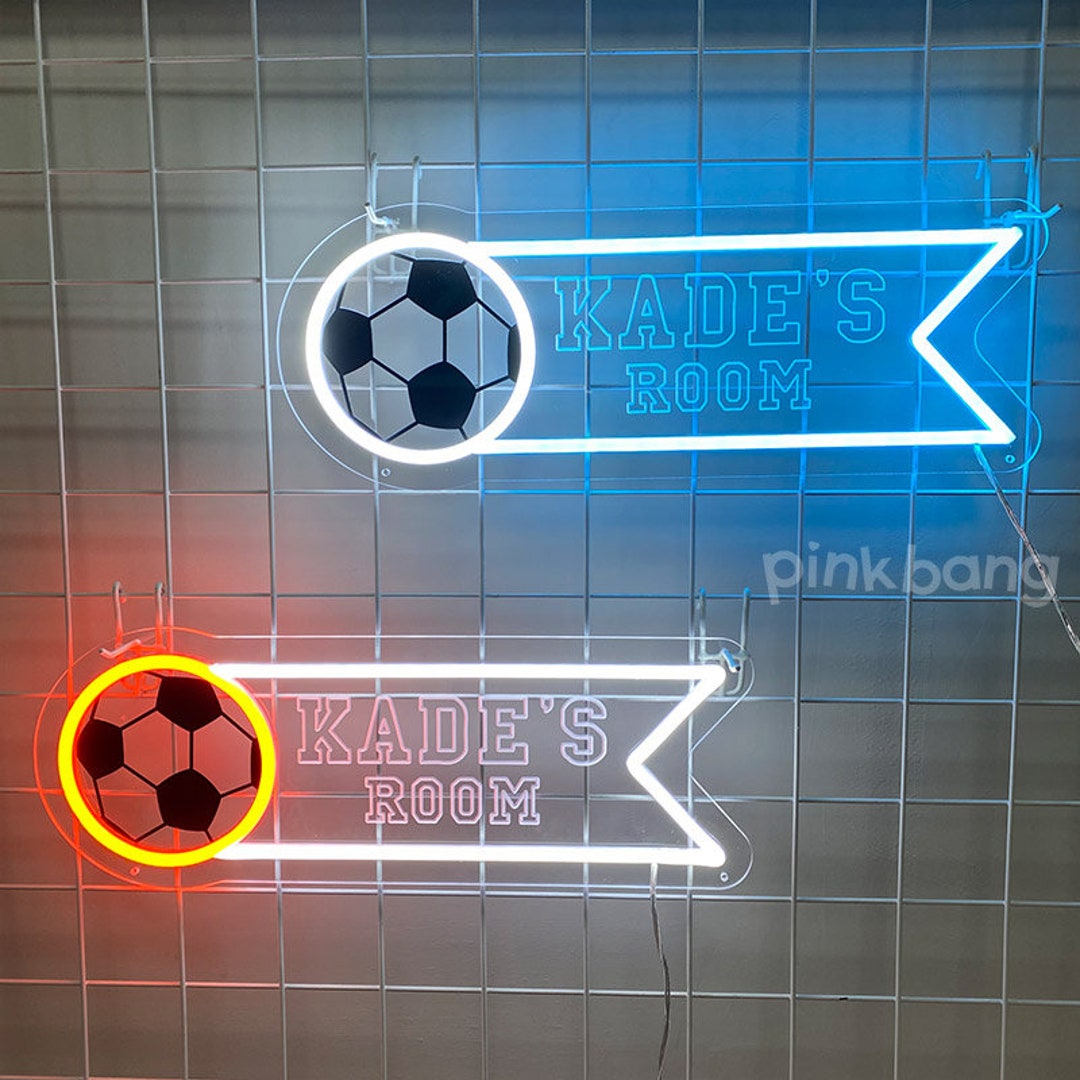 Personalized Name Neon Sign, Soccer Name Wall Art Decor Sign, Football ...
