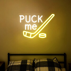 Puck Me Hockey Neon Decor,hockey Fan Gifts,hockey Puck Me Funny Sign ...