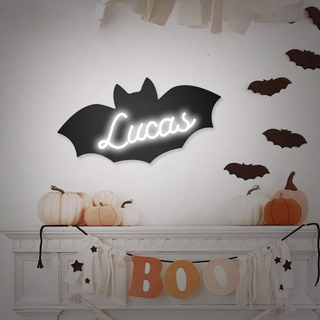 Custom Halloween Bat Name Sign Bat Sign Event Room Decor - Etsy
