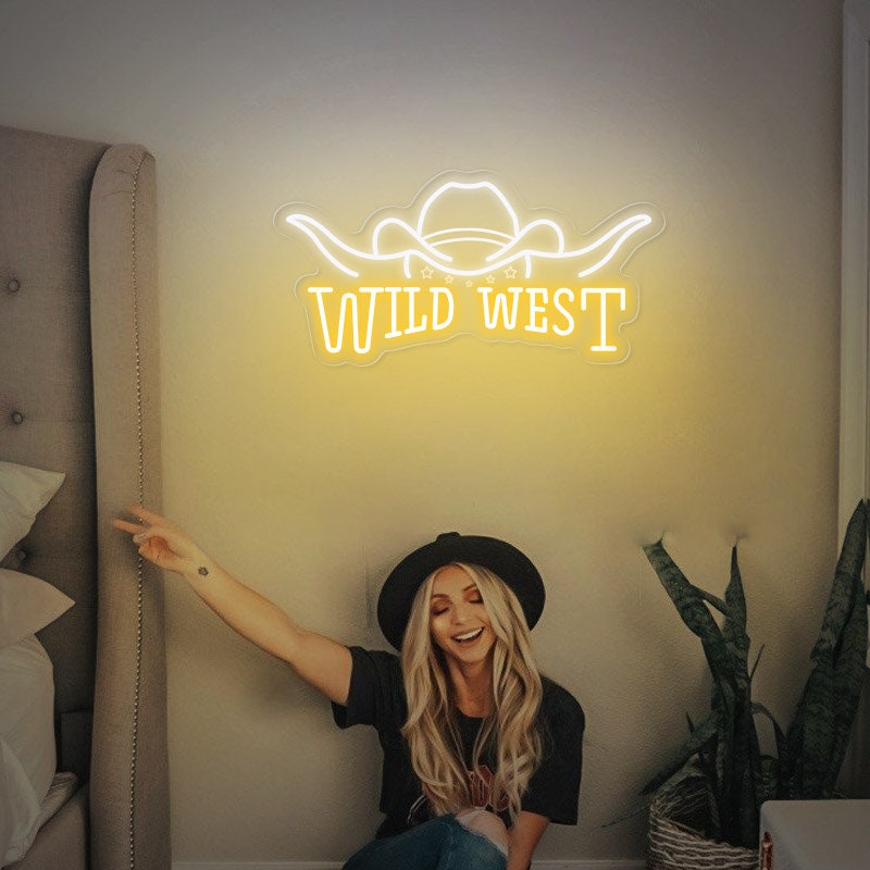 Wild West Neon Sign: Custom Cowboy Hat, Retro Western Decor - Etsy