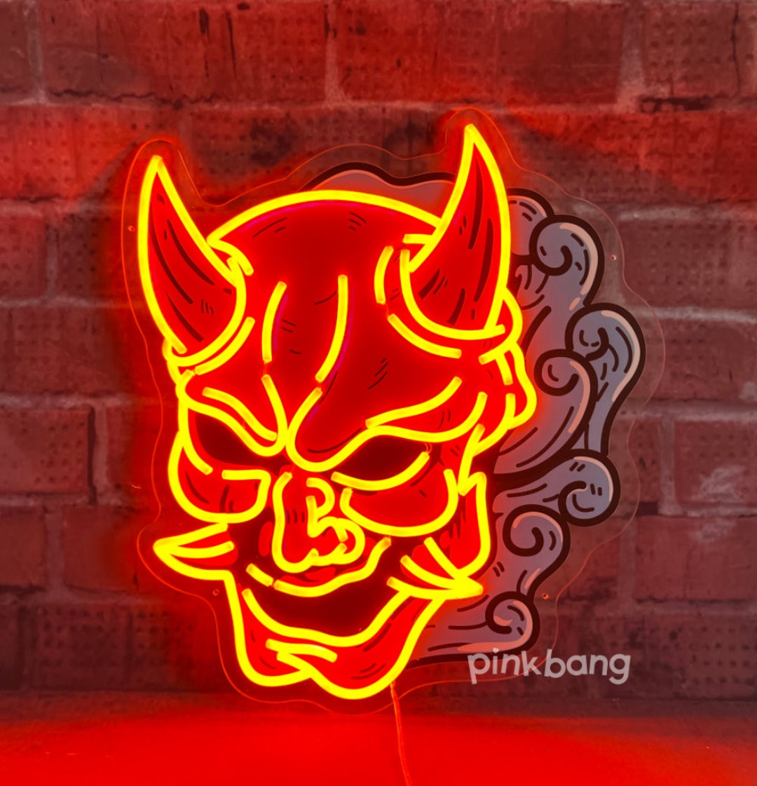 Hannya Japanese Mask Neon Sign,light up Oni Mask,samurai Assassin Demon ...