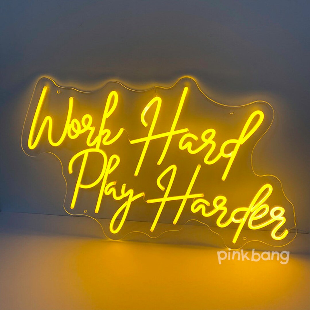 Work Hard Stay Humble Led Neon,work Hard Play Harder Sign, Home ...