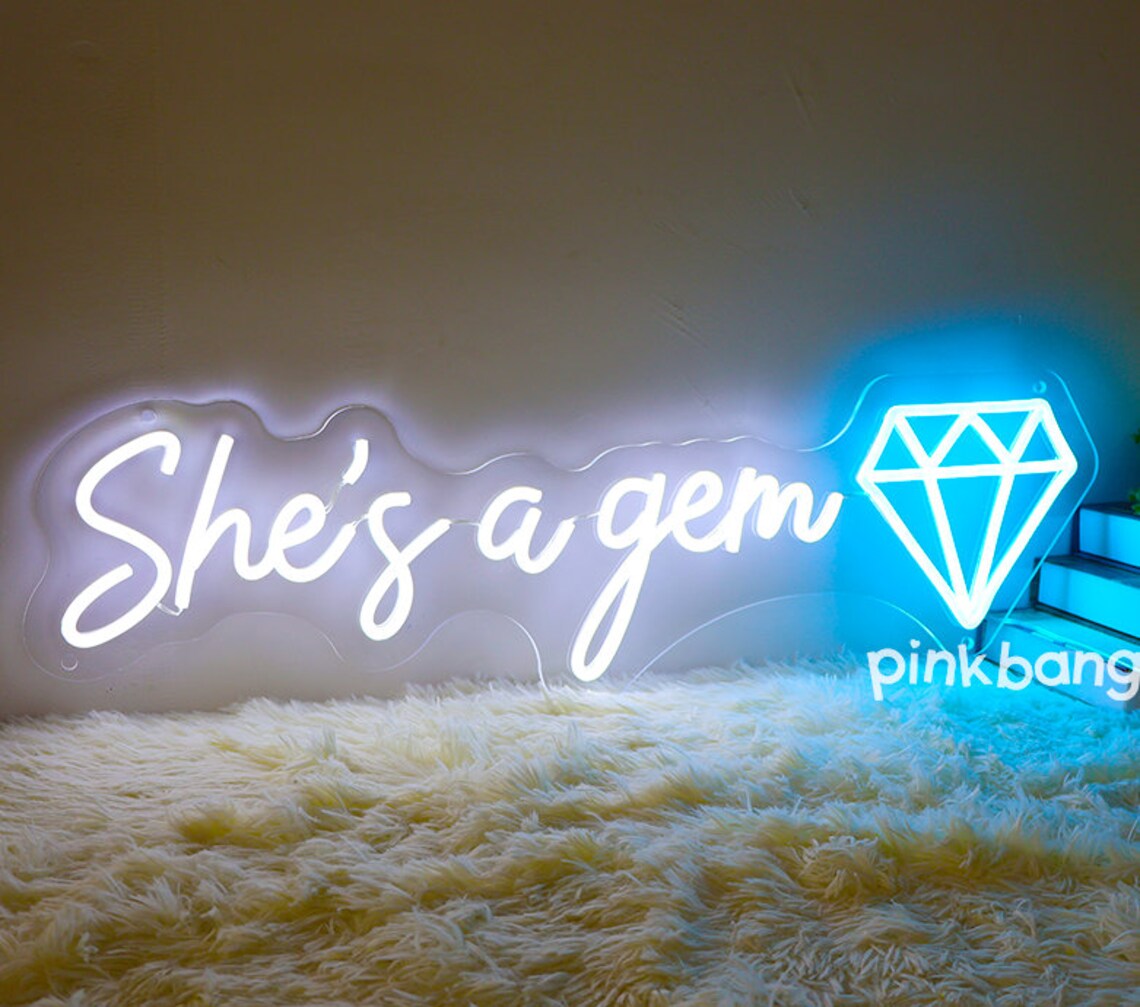 She's a Gem Neon Sign,personalized Neon Sign,home Wall Led Light Decor ...