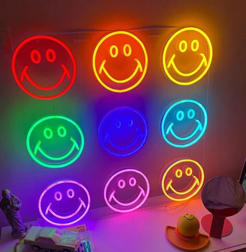 Smiley Face Led Neon Wall Light Art handmade Neon Gifts Sign - Etsy