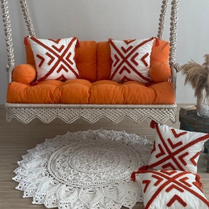 Macrame Balcony Swing, Garden Chair, Hanging Chair, Rocking Bed Swing ...