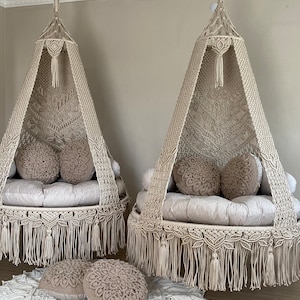 Natural Cotton Macrame Swing, Hanging Chair, Hängesessel, Swing Chair ...