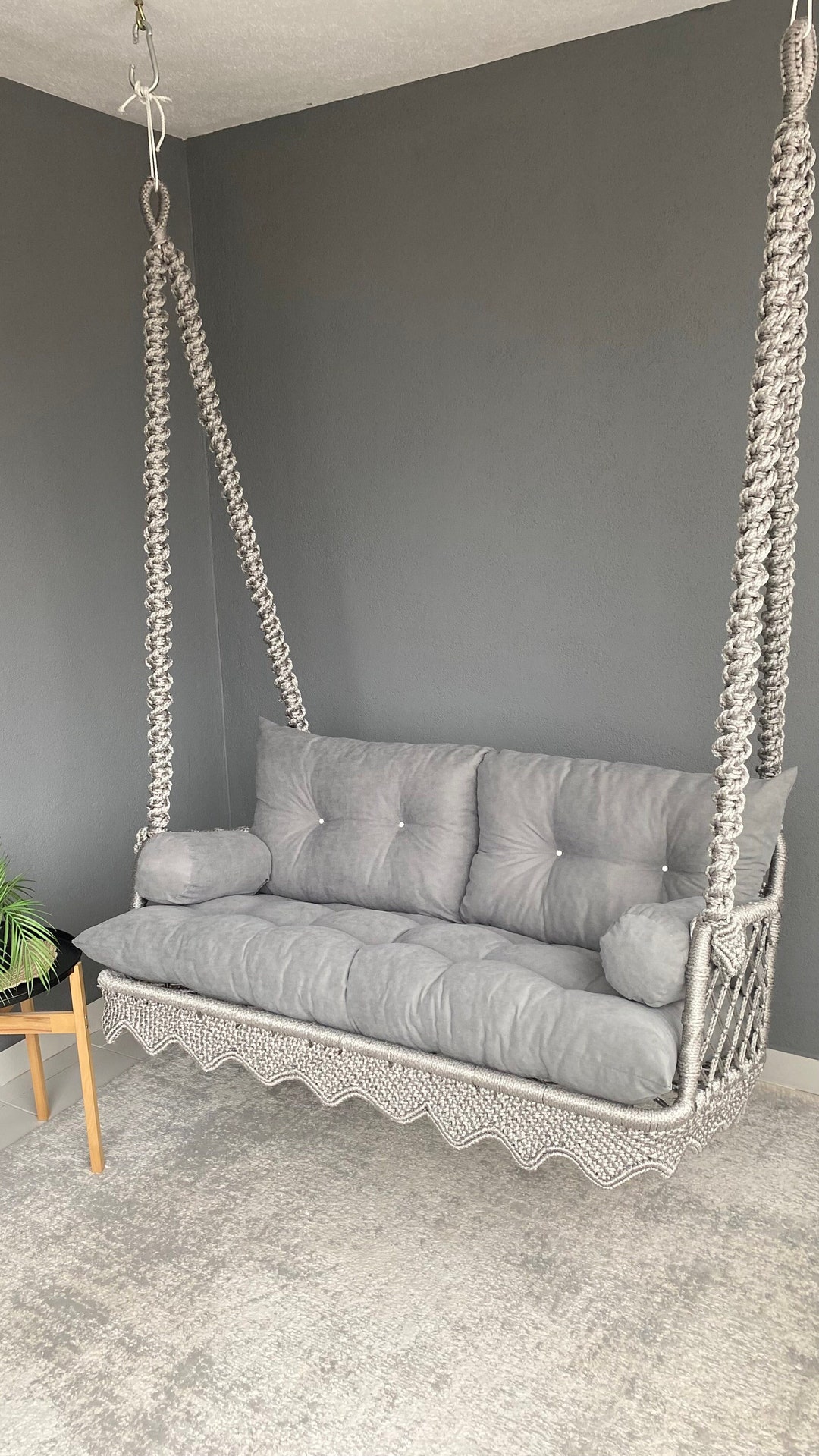 Macrame Balcony and Garden Swing Chair, Hanging Chair, Rocking Bed ...