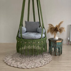 NEW Cotton Macrame Swing, Hanging Chair, Hängesessel, Swing Chair, Macrame Rocking Swing Chair ...