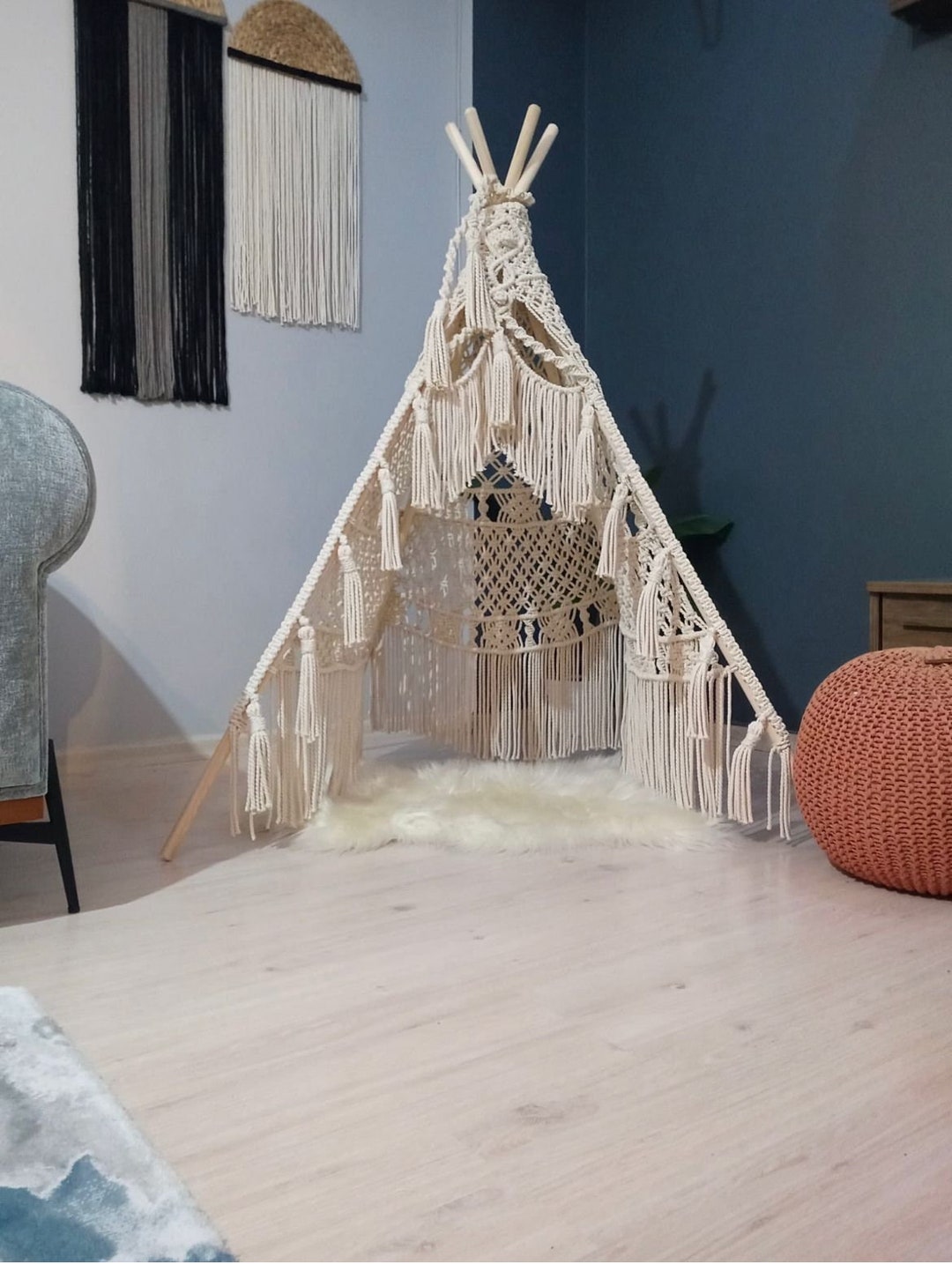 Macrame Teepee, Macrame Tent, Tent Indoor or Outdoor Play or Photoshoot ...