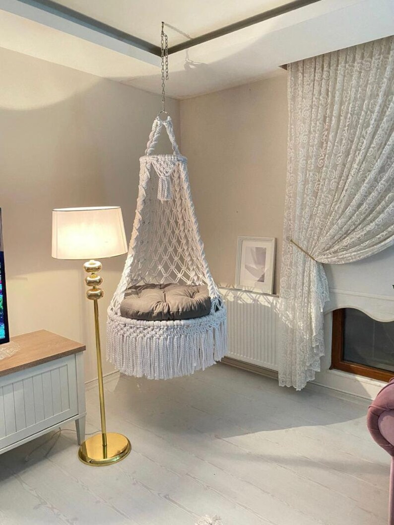 Macrame Swing Macrame Hammock Chair Macrame Round Swing | Etsy