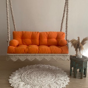 Macrame Balcony Swing, Garden Chair, Hanging Chair, Rocking Bed Swing ...