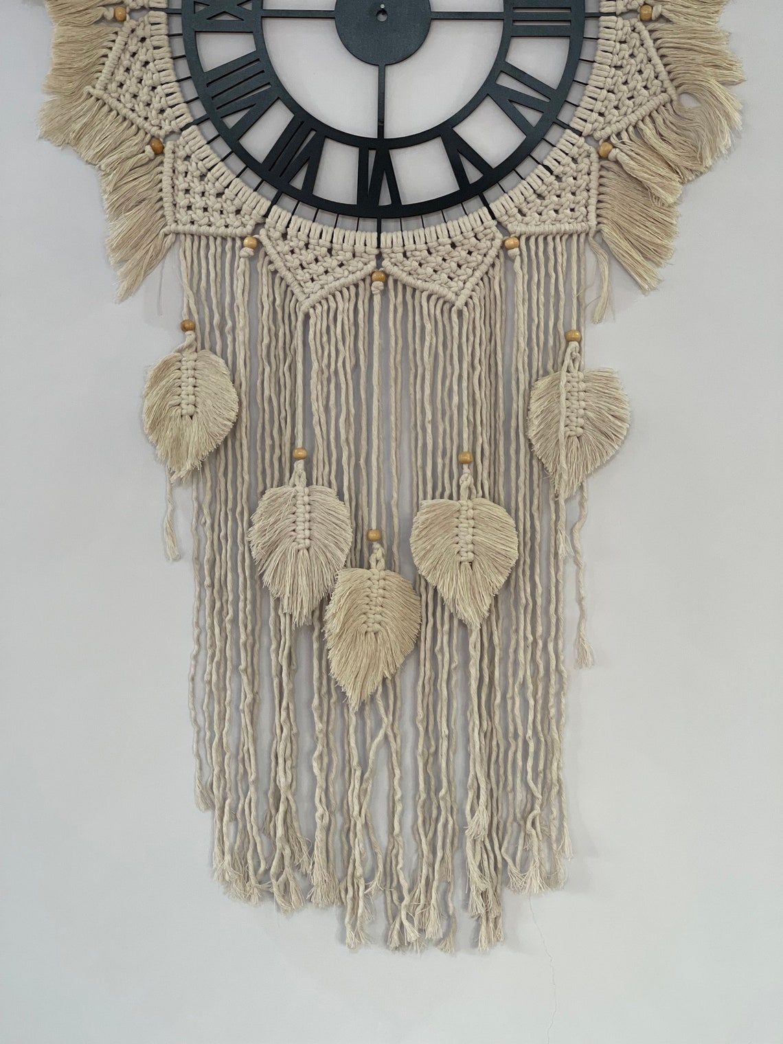 Macrame Wall Clock Macrame Wood Wall Clock Boho Style Wall - Etsy